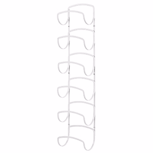 mDesign Steel Towel Holder for Bathroom Wall - Wall Mounted Organizer for Rolled Towels and Bath Robes - Six Level Wall Mount Towel Storage Rack - Bathroom Towel Organizer - Hyde Collection - White