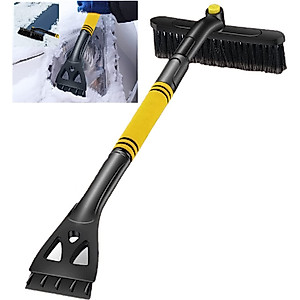 ALLTALE 2-in-1 Detachable Snow Brush and Ice Scraper, Heavy Duty ABS Scraper and Scratch Resistant PVC Brush for Cars, Trucks