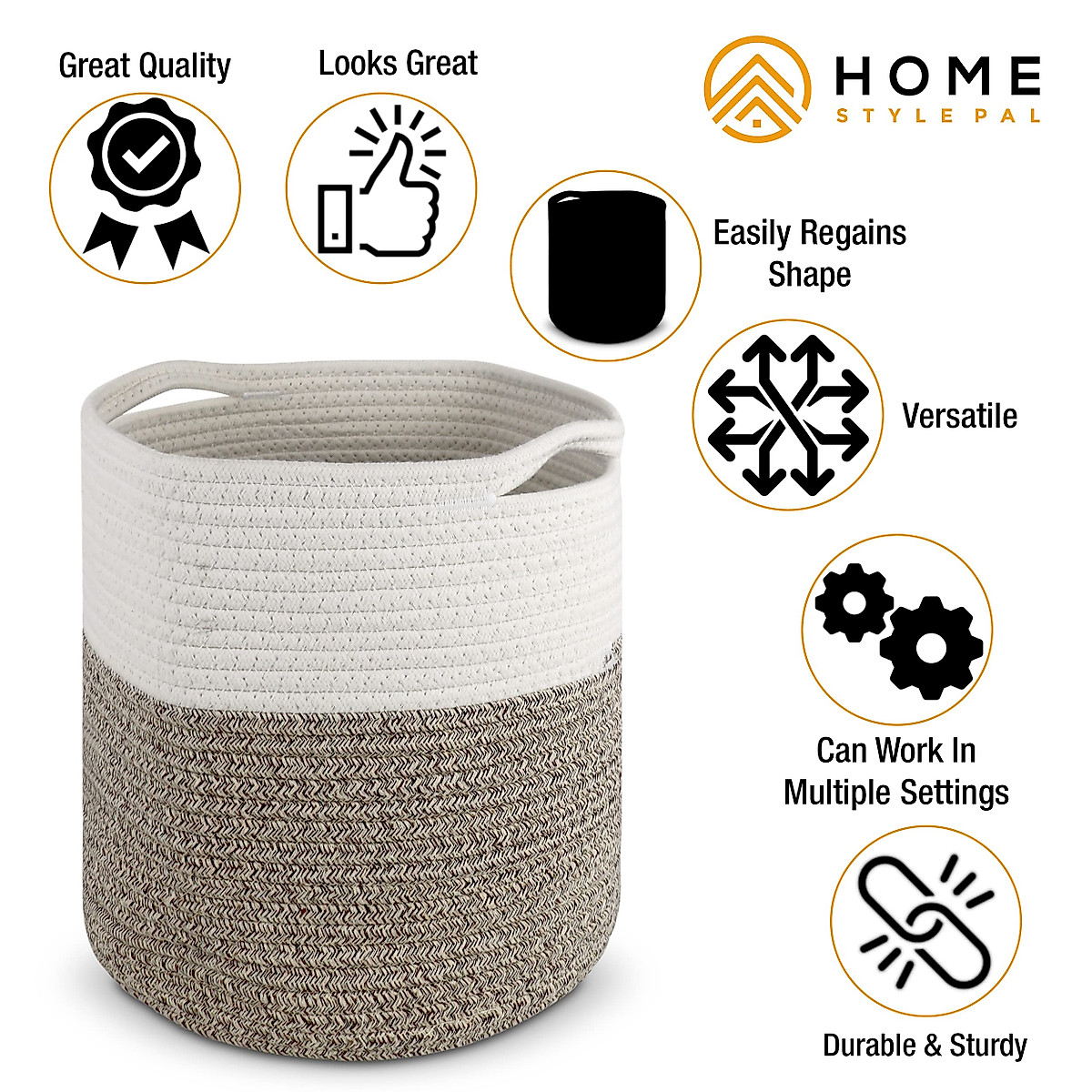 Cotton Rope Storage Baskets Set of 3 – Foldable Toddler Friendly - Holds Laundry Toys & Accessories – Decorative for Room or Shelf - Soft & Durable