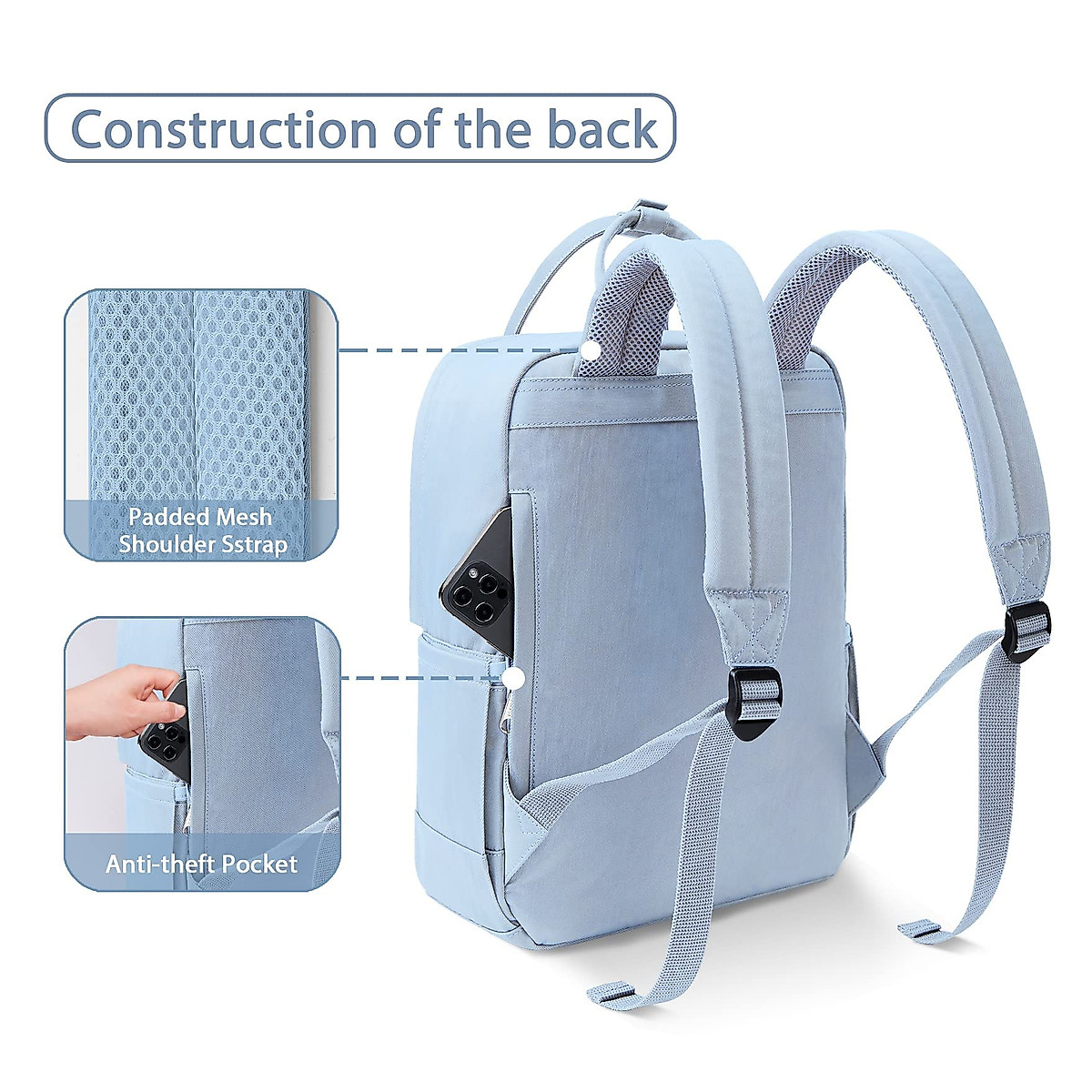 KALIDI Casual Daypack Backpack for Women, Stylish School College Travel Bookbag Computer Backpack, Light Weight Work Shopping Doctor Bags for Men Student Girls Boys Fit 15.6inch Laptop Notebook-Blue