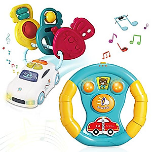 TOY Life Baby Toy Keys with Steering Wheel Toy - Toy Key for Toddler and Infant and Kids Steering Wheel - Play Keys Toys - Baby Musical Light Up Toys for Babies 18 Months (Car Keys & Steering Wheel)
