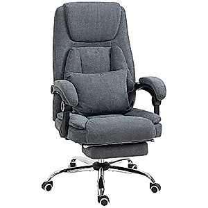 Vinsetto 3D Kneading Massage Office Chair with Reclining, Swivel Fabric Computer Chair with Footrest, Armrest, Gray
