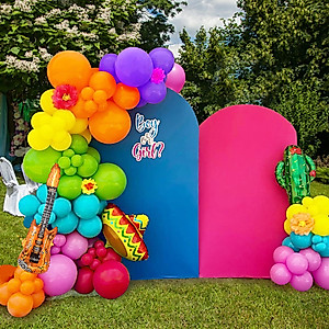 Mexican Fiesta Party Decorations 134 PCS Fiesta Balloon Garland Arch Kit Cactus Sombrero Guitar Balloons for Taco Twosday Birthday Decorations Baby Shower Carnival Cinco De Mayo Party Supplies