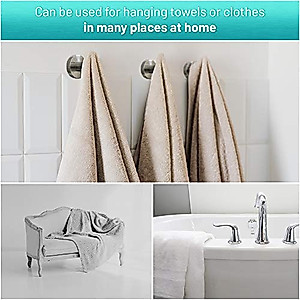 C&G BATHROOM SOLUTIONS Brushed Nickel Towel Hooks for Bathroom Wall Mounted - Stylish and Durable Modern Hand Towel Hooks for Bathrooms - Rust-Proof Towel Hooks for Shower - Bathroom Towel Hooks