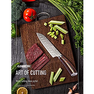 Joyspot Chef's Knife - 7 Inch Japanese Santoku Kitchen Knife - High Carbon German Stainless Steel - Razor Sharp - Stain & Corrosion Resistant - Awesome Edge Retention with Ergonomic Handle