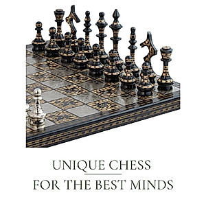 Luxury & Decorative Premium Chess Board Game Set | 12 x 12 Inches | Black & Silver | Collectible & Handmade Chess Set for Professionals & Adult for Tournament/for Gifting by INDUS LIVING