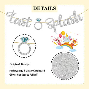 Last Splash Banner, Bride Shower Party Supplies, Engagement, Wedding Bachelorette Party Decorations - Silver Glitter