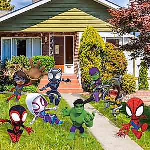 Spider Party Supplies,8PCS Yard Signs with Stakes,Spidey Friends Birthday Decorations,Outdoor Lawn Yard Signs for Spidey theme Party (Spidey Friends)
