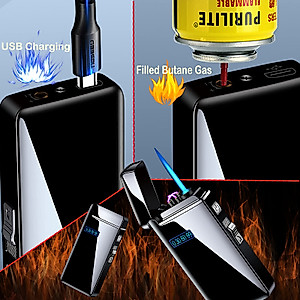 ZOIPPDMS Electronic Lighter, USB Rechargeable Lighter, Smart Fingerprint Ignition Flameless Windproof Electric Lighter, Plasma Mute Cycle Charge Lighter for Camping Indoor Outdoor Lighter (Red)