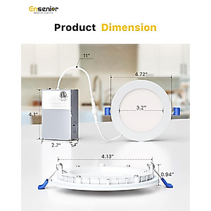 Ensenior 12 Pack 4 Inch LED Recessed Ceiling Light, Dimmable, 2700K-5000K 5CCT, 750LM 9W 120V, High Brightness Canless Wafer Downlight - ETL&FCC&IC