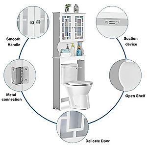 Giantex Over-The-Toilet Storage Spacesaver, Bathroom Organizer with Cabinet and Shelf, Above Toilet Standing Rack (White)