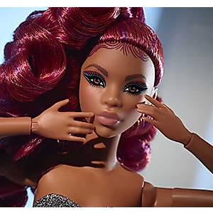 Barbie Signature Barbie Looks Doll (Petite, Red Hair) Fully Posable Fashion Doll Wearing Glittery Crop Top & Skirt, Gift for Collectors