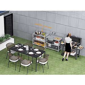 Free Standing Stainless-Steel Single Bowl Commercial Restaurant Kitchen Sink Set w/Faucet & Drainboard, Prep & Utility Washing Hand Basin w/Workbench & Double Storage Shelves Indoor Outdoor (39.5in)