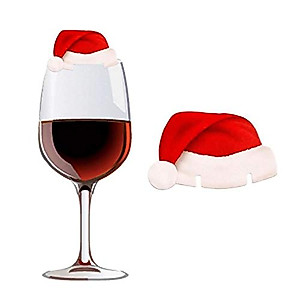 The Crafty Owl Christmas Holidays Santa Reindeers Snowman Wine Glass Markers for Party and Events (Santa's Hat)