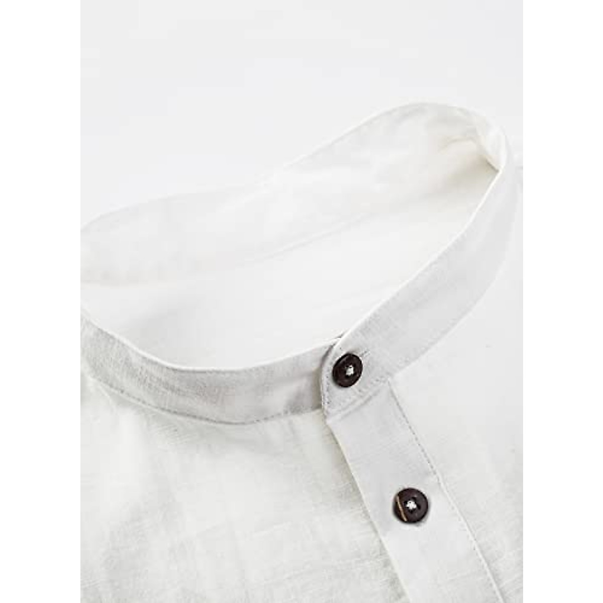 JMIERR Mens Casual Cotton Linen Texture Henley Shirt Short Sleeve Button Down Shirt Summer Beach Tropical Cruise Shirts US 43(L) White