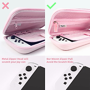 Mytrix Cute Carrying Case for Nintendo Switch OLED, Portable Hard Shell Pouch Travel Storage Bag for Switch Protective Bag with 10 Game Card Slots, with 4 in 1 Bundle Accessories Pink Cherry Blossoms