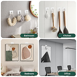 Picture Hangers Without Nails, No Damage Picture Hooks, 20 Counts Adhesive Hooks on Kitchen,Bathroom,Bedroom and Office, 13 lbs Load max