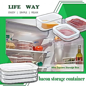Sufeasdf Bacon Storage Container For Fridge,Deli Storage,Stackable Lunch Meat Storage,Ham And Cheese Container For Fridge-Cold Storage With Lid. (White B 8.8 * 6.3 * 3.4)