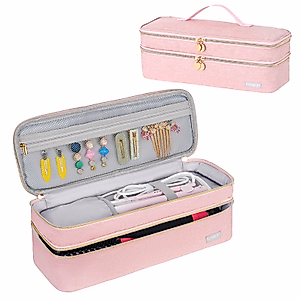 Double-Layer Travel Carrying Case Compatible with Revlon One-Step Hair Dryer Brush/Volumizer Original 1.0,Plus 2.0/Styler,Portable Storage Bag Fits for Revlon,Hot Tools and Attachments,Pink(Bag Only)
