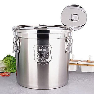 LINISHOP 304 Stainless Steel Airtight Canister Airtight Cereal Container Food Storage Container Metal Kitchen Rice Flour Milk Storage Bucket Silver New (12L)
