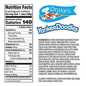 Drake's Yankee Doodles, 32 Individually Wrapped Creme-Filled Devils Food Cupcakes (Pack of 4)