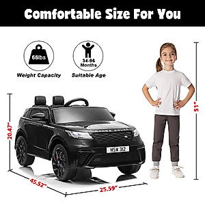 TOBBI 12V Licensed Land Rover VELAR Vehicle, Kids Ride On Car w/2.4G RC, 4 Wheel Suspension, LED, Music, for Boys Girls (White)