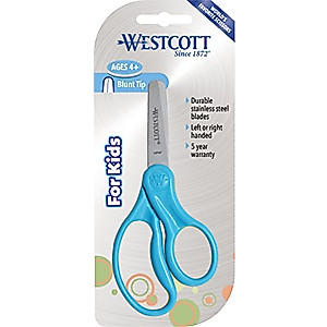 Westcott Classic Kids Scissors, Blunt Tip, 5-Inch, Neon Blue (15968)