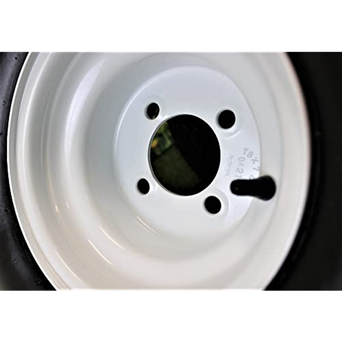 (Set of 4) White Steel Wheels with 18x9.50-8 4 Ply Turf Tires for Golf Cart and Lawn and Garden Equipment