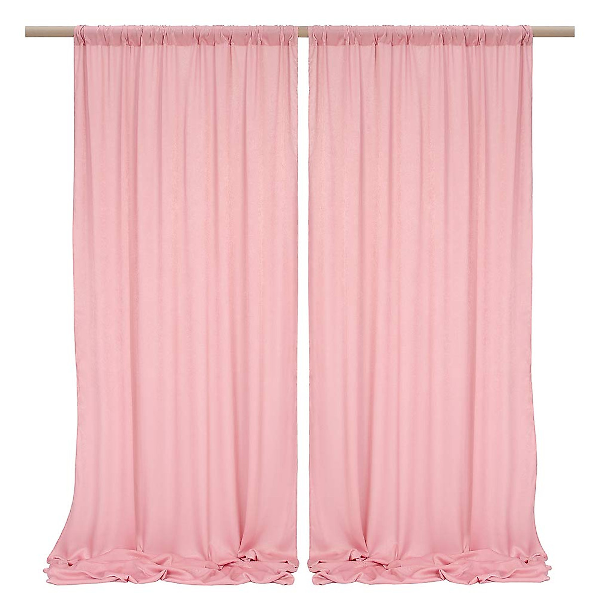 SHERWAY 9.6 Feet x 10 Feet Dusty Rose Silky Soft Curtain Wedding Backdrop Drapes, Slightly Shiny Satiny Window Curtains for Party Ceremony Decoration
