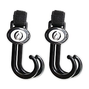 Lulyboo Multi-Use Organizer Hook Clips (2 pk), Metal Hook Handle for Purse, Shopping, Strollers & Diaper Bags, Black