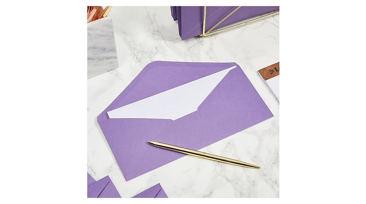 200-Pack Purple #10 Envelopes with Gummed Seal - Bulk Mailing Supplies