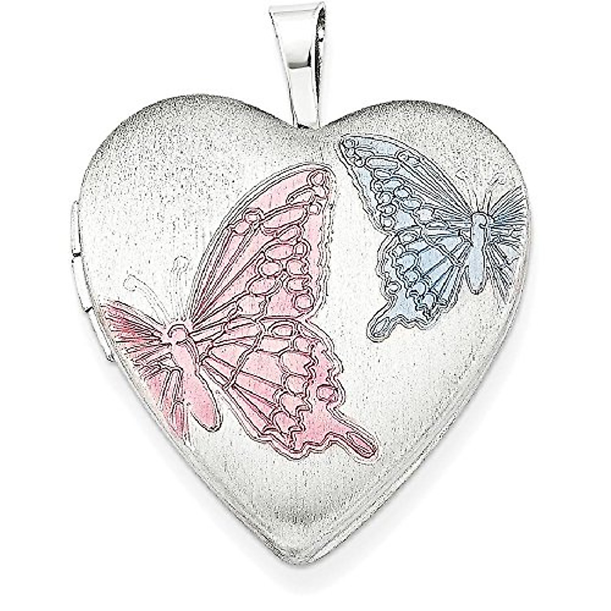 IceCarats 925 Sterling Silver Butterflies Heart Love Personalized Photo Locket Chain Necklace