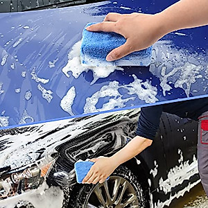 Tallew 12 Pack Microfiber Applicator Pad Microfiber Sponge for Car Include Round Wax Microfiber Applicator Rectangle Car Drying Towel Exterior Auto Detailing Kit for Cleaning (Blue)