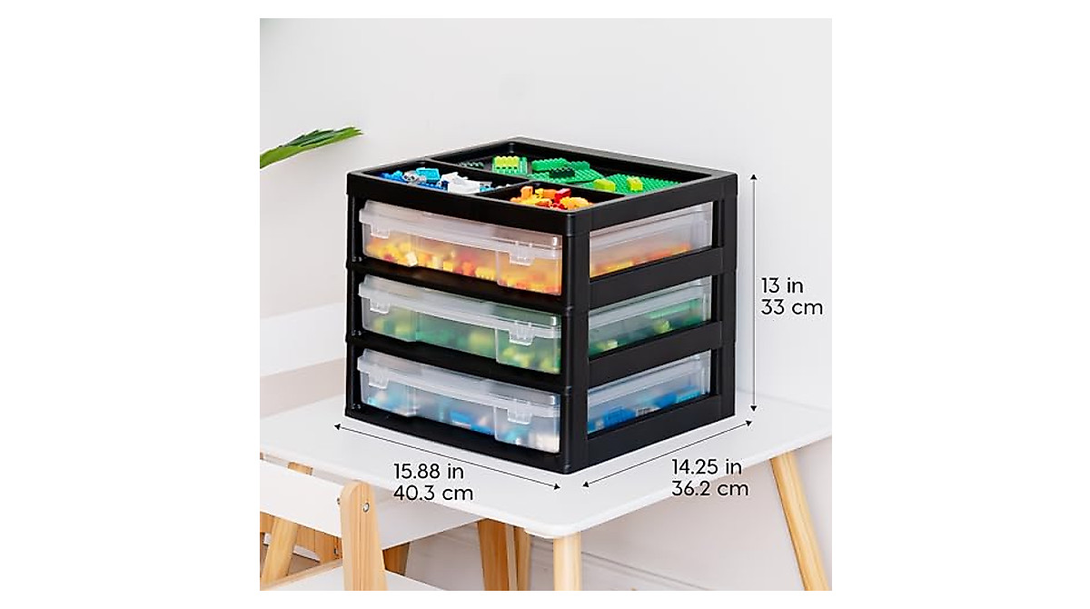 IRIS USA 3-Tier Scrapbook Storage Unit with Organizer Top