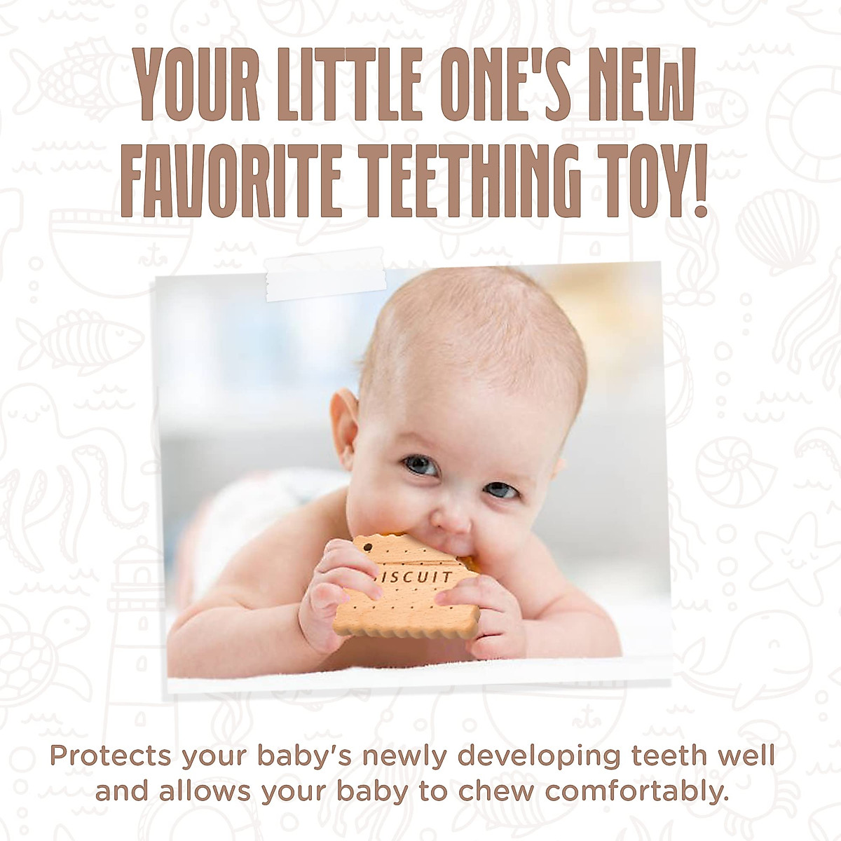 French Cafe-Themed Wooden Toys Set, Natural Wooden Play Food, Handcrafted Beech Wood Toys, Non-Toxic Wooden Food Set for Kids, Teether Toy Food Set of 3