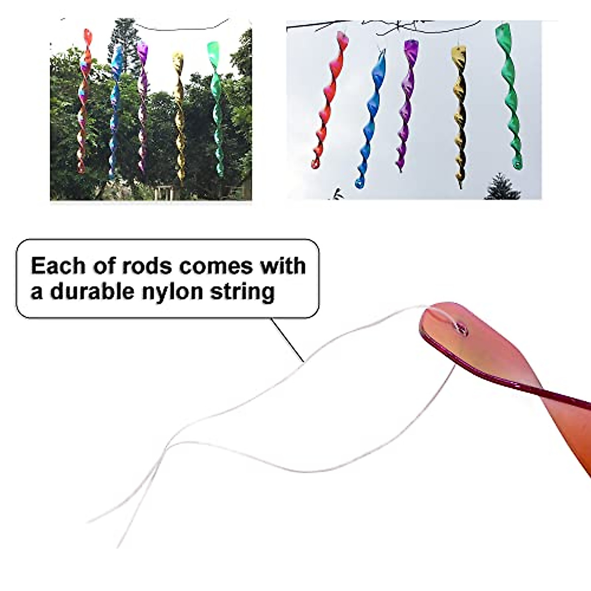 Reflective Bird Scare Devices Wind Twisting Bird Scare Rods Hanging Spiral Reflectors, 12 Pack 6 Colors