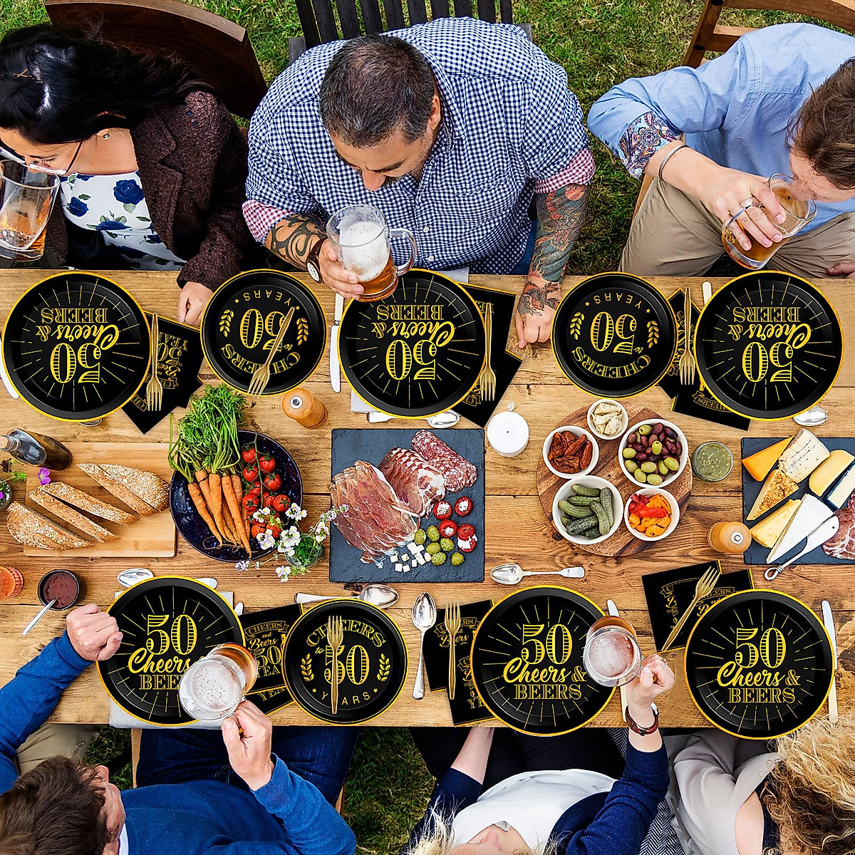 96 Pcs Cheers 50th Birthday Plates and Napkins Party Supplies Cheers to 50 Years Tableware Set 50th Party Birthday Decorations Favors for Men Women for 24 Guests