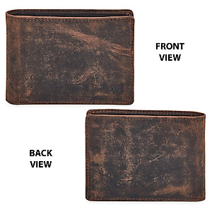 Real Leather Mens Bifold Wallet RFID Blocking Slim Minimalist Front Pocket - Thin & Stylish with ID Window in Gift Box (Crazy Horse, Cognac)