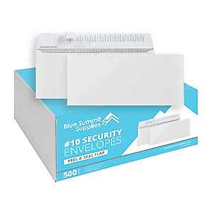 500 No. 10 Self Seal Security Envelopes - 10 Envelopes Self Seal Designed for Secure Mailing - Security Tinted with Printer Friendly Design - Number 10 Size 4 1/8 x 9 ½ Inch - Pack of 500
