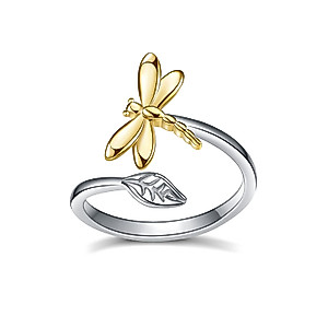 WINNICACA Dragonfly Open Ring Sterling Silver Thumb Ring Cute Dragonfly Jewelry Gifts for Women Birthday