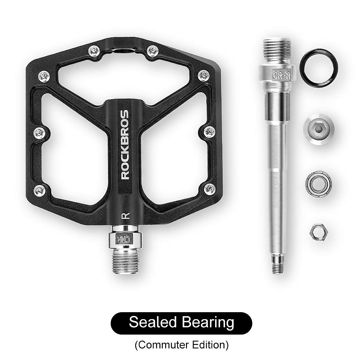 ROCKBROS Mountain Bike/MTB Pedals Bicycle Flat Pedals Aluminum 9/16" Sealed Bearing Lightweight Platform for Road Mountain BMX MTB Bike