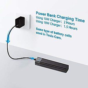 Attom Tech 18W PD Mini USB-C Power Bank 4800mAh Power Delivery and QC 3.0 Fast Charging, Small Lipstick Portable Charger Dual USB Output External Phone Battery Emergency Phone Power Backup