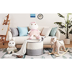 XXXL Large Cotton Rope Basket, 22"x22"x16" Woven Storage Basket with Handle, Blanket Basket Living Room Laundry Basket Hamper Baby Dog Toy Storage Comforter Cushions Thread Baskets for Organizing