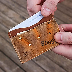 FIELDERS CHOICE GOODS Leather Cardholder - Front Pocket Wallet Handcrafted from Vintage Baseball Gloves by FC Goods