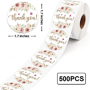 PNTKION Stickers Rolls, 500 PCS Cute Floral Thank You Stickers, Business Aesthetic, Convenient Durable, Unique Design, Wide Applications, Satisfaction Guarantee