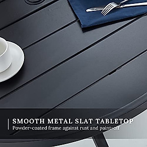 VICLLAX All Weather Patio Dining Set Includes 42" Round Patio Table and 4 Outdoor Swivel Wicker Chairs for Lawn Garden, Patio Table and Chairs Set, Outdoor Dining Set for 4, Black Table