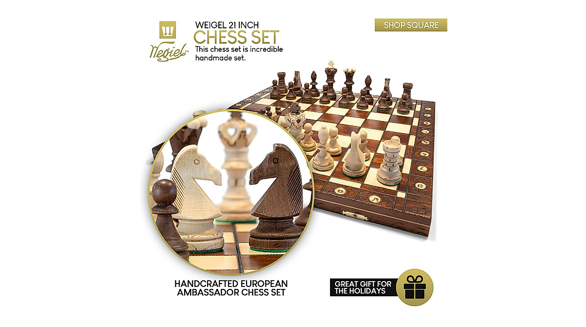 Wegiel 21 Inch Wooden Chess Set - Perfect for All Ages
