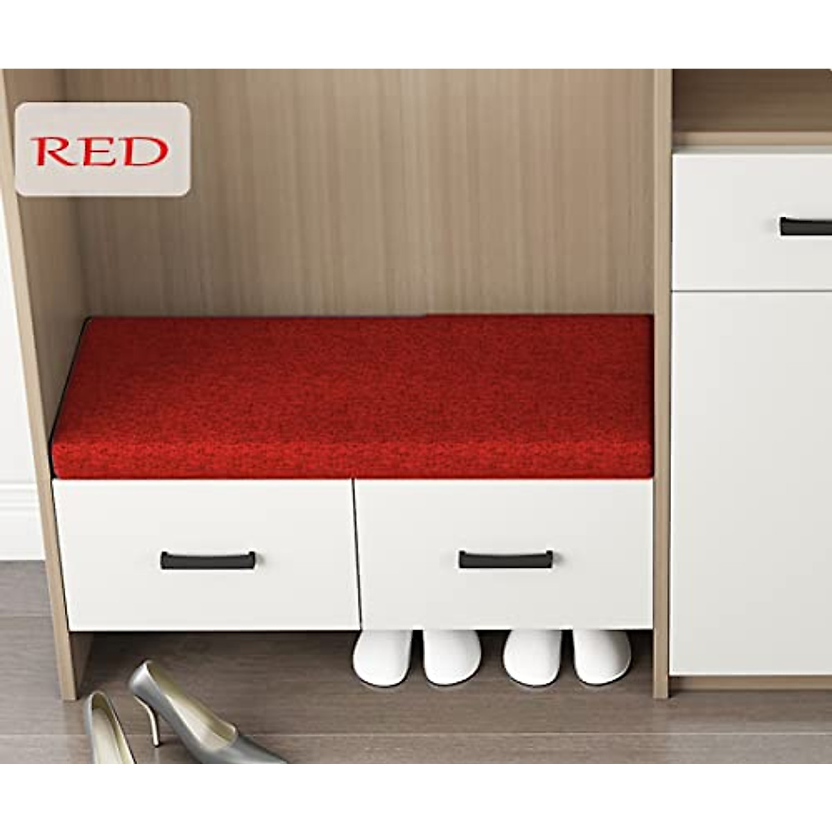 MYLSMPLE Bench Cushion Chair Pad Outdoor Bench/Swing Cushion Slip Cover Water Resisitant UV Protection Indoor Patio Furniture Cushion Cover with Zipper Replacement Cover (36"X18"X2", Red)