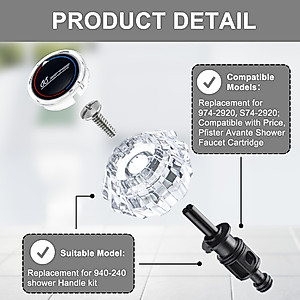 Dreyoo 2 Pack Replacement for 9742920 S742920 Shower Faucet Cartridge, Compatible with Price/Pfister Avante Shower Cartridge Replacement, Faucet Valve Parts, Push Pull Cartridge