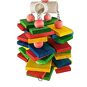 AIRUIFENG Medium Large Bird Chew Toy for Parrot Macaw African Greys Cockatoo Eclectus Parakeet Cockatiel Conure Lovebirds Cage Wood Blocks Toy